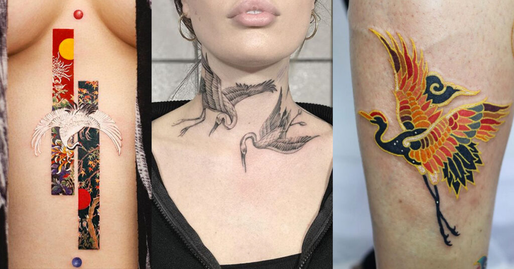 50 Creative Crane Tattoos